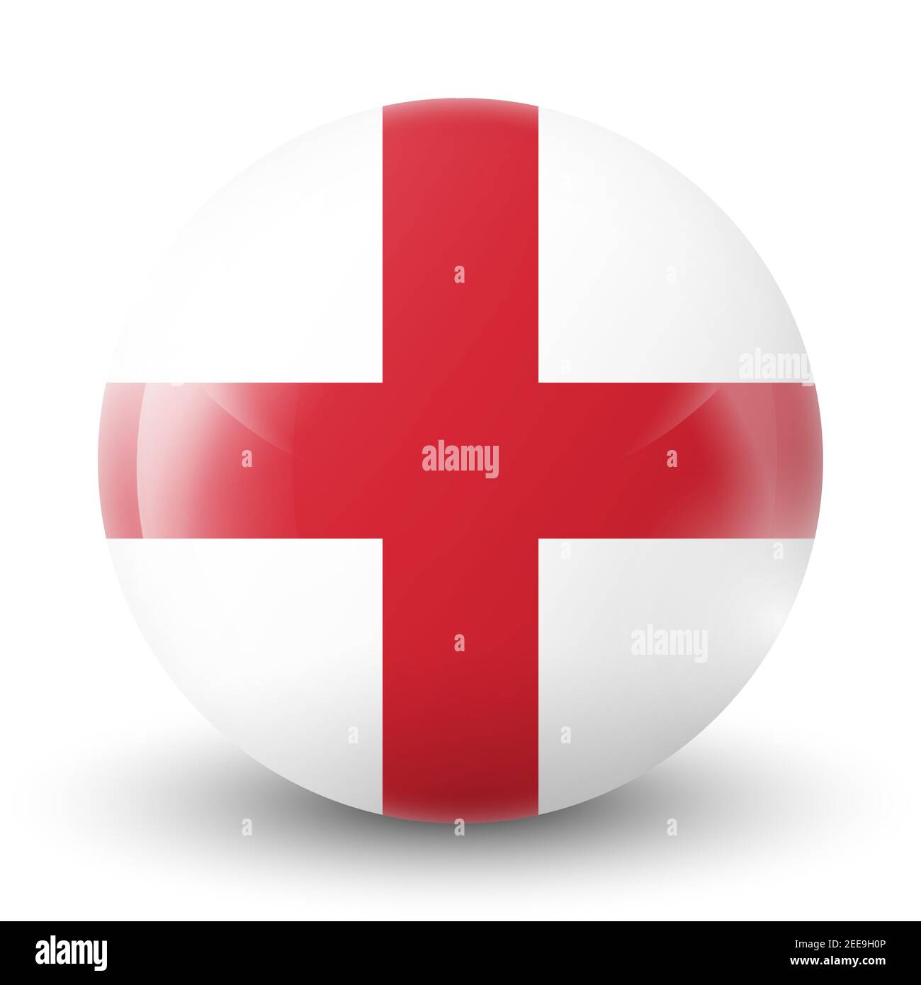 Glass light ball with flag of England. Round sphere, template icon ...