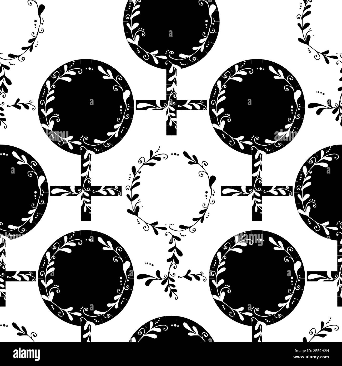 Female gender sign. Women feminine floral floral symbol with sprigs ...