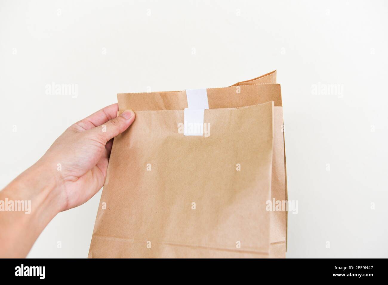 Disposable eco friendly packaging with craft paper shopping bag food in ...