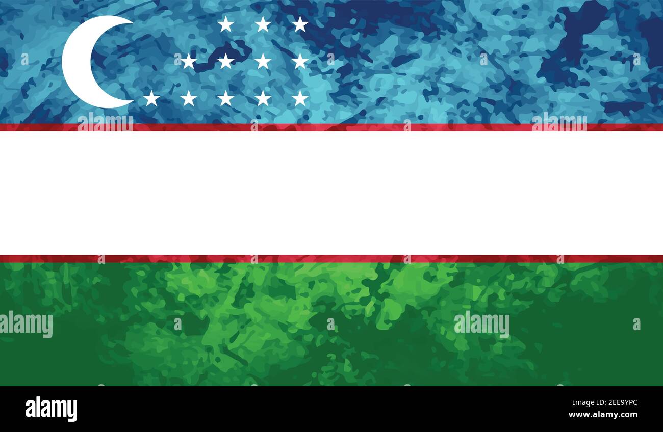 Uzbekistan flag with waving grunge texture. Vector background Stock ...