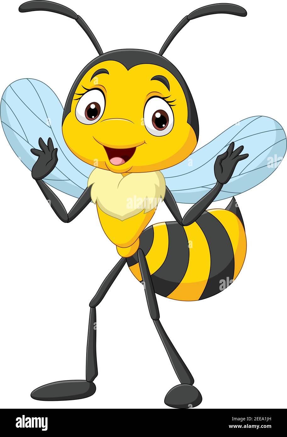 Cartoon cute little bee on white background Stock Vector Image & Art ...