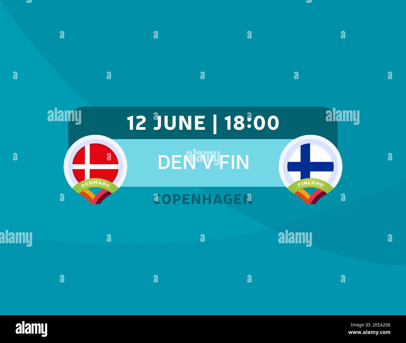 Denmark vs Finland match. Football 2020 championship match versus teams ...