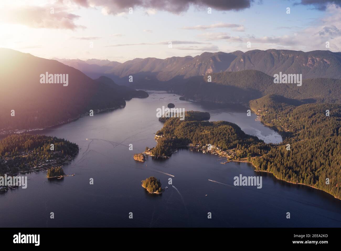 Aerial view of Deep Cove Stock Photo - Alamy
