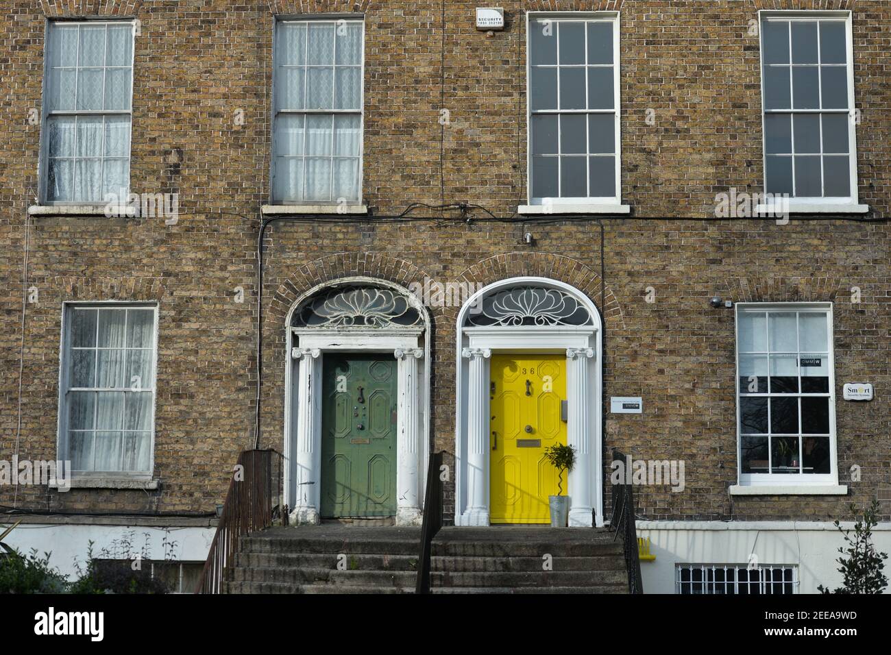 Dublin, Ireland. 15th Feb, 2021. A view of a typical Georgian houses ...