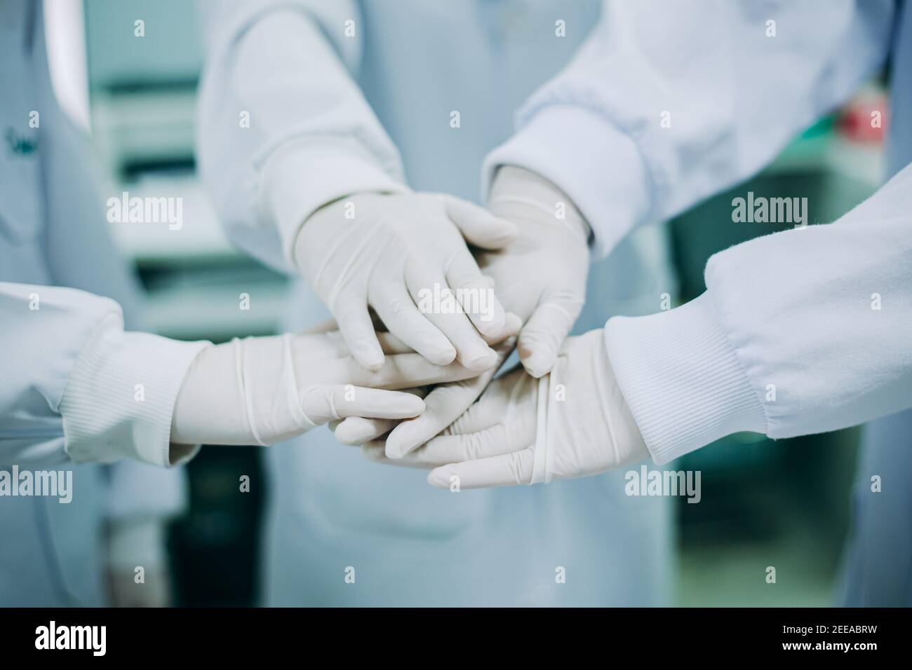 Hand together of medical doctor in research scientist laboratory ...