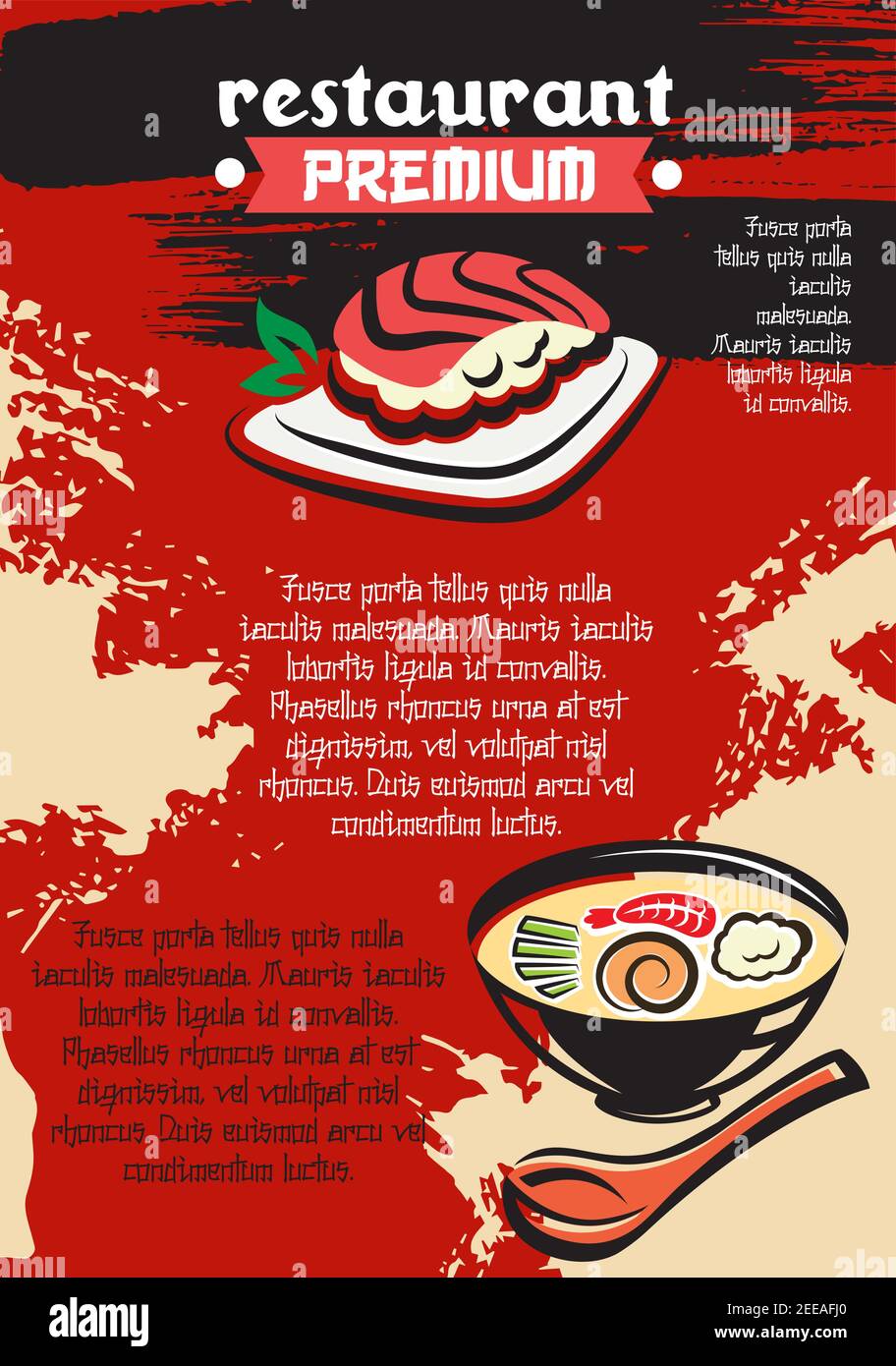 Japanese sushi or seafood restaurant premium menu template. Vector ...