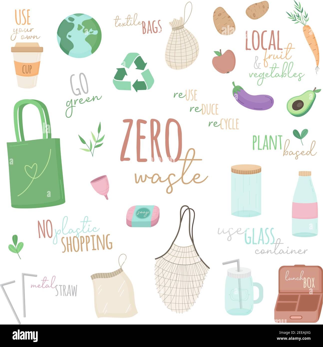 Zero waste vector illustration set Stock Vector Image & Art - Alamy