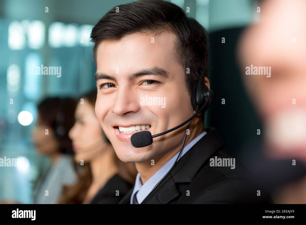 Hispanic wearing microphone hi-res stock photography and images - Alamy