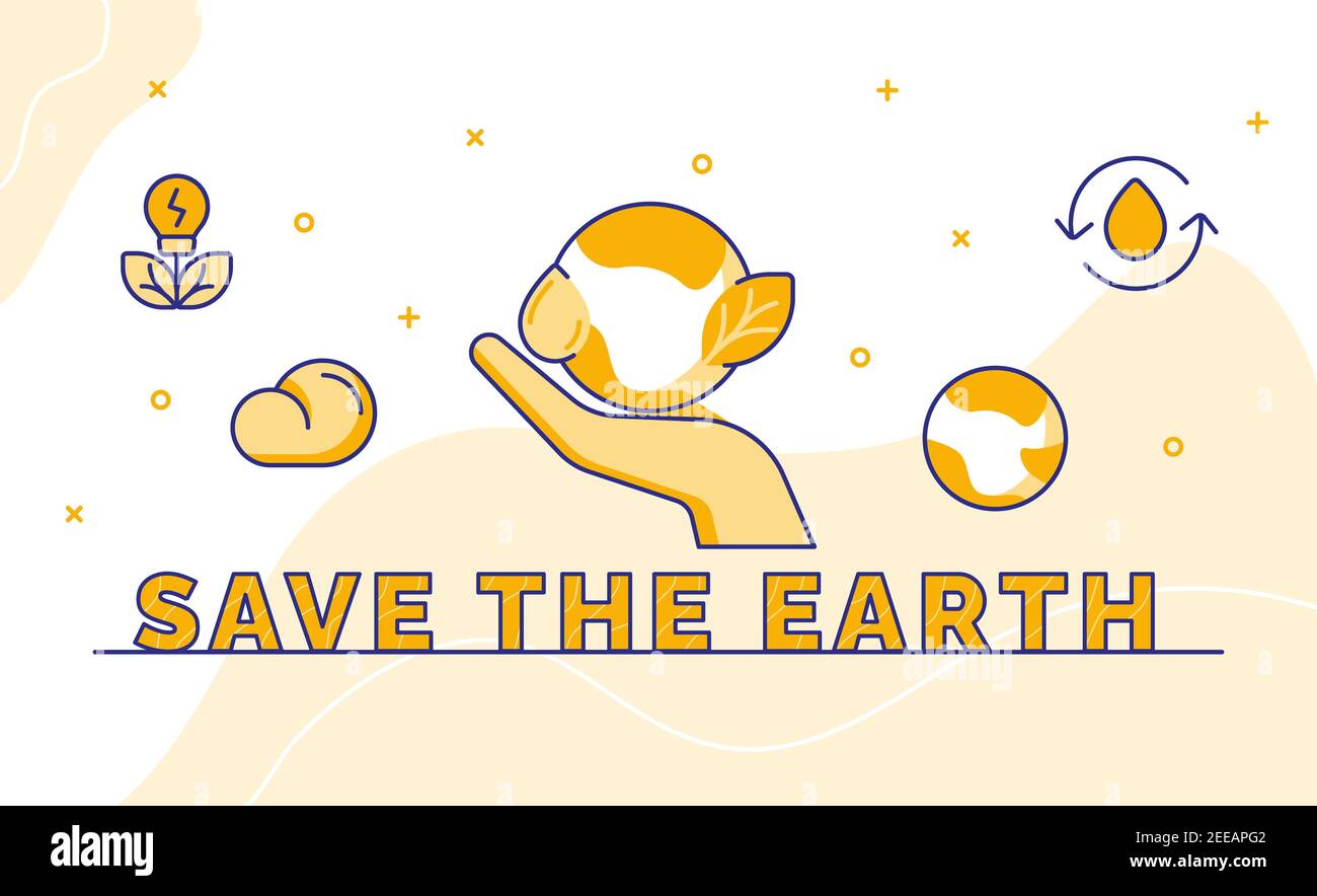 save the earth typography calligraphy word art with outline style ...