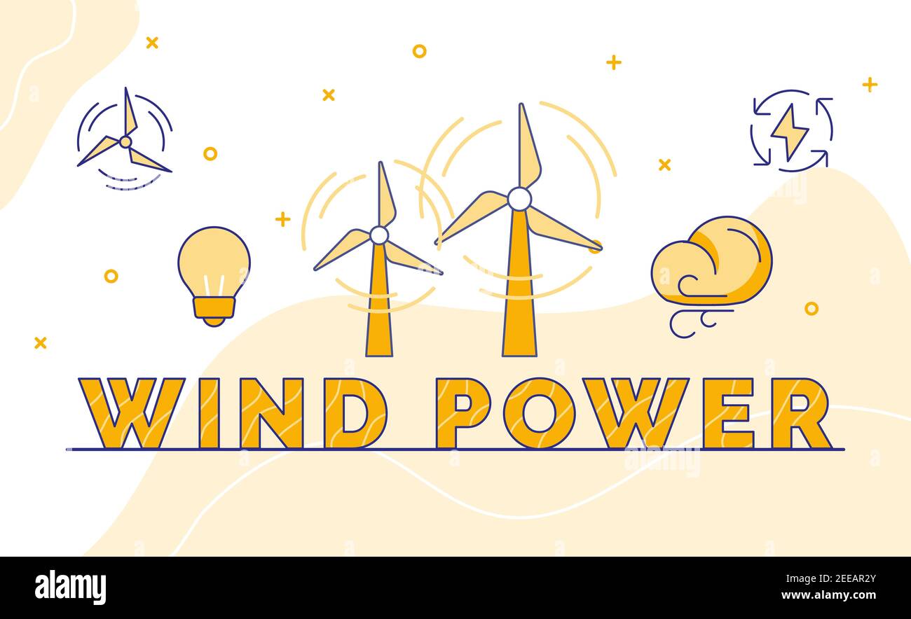 wind power typography calligraphy word art with outline style vector ...