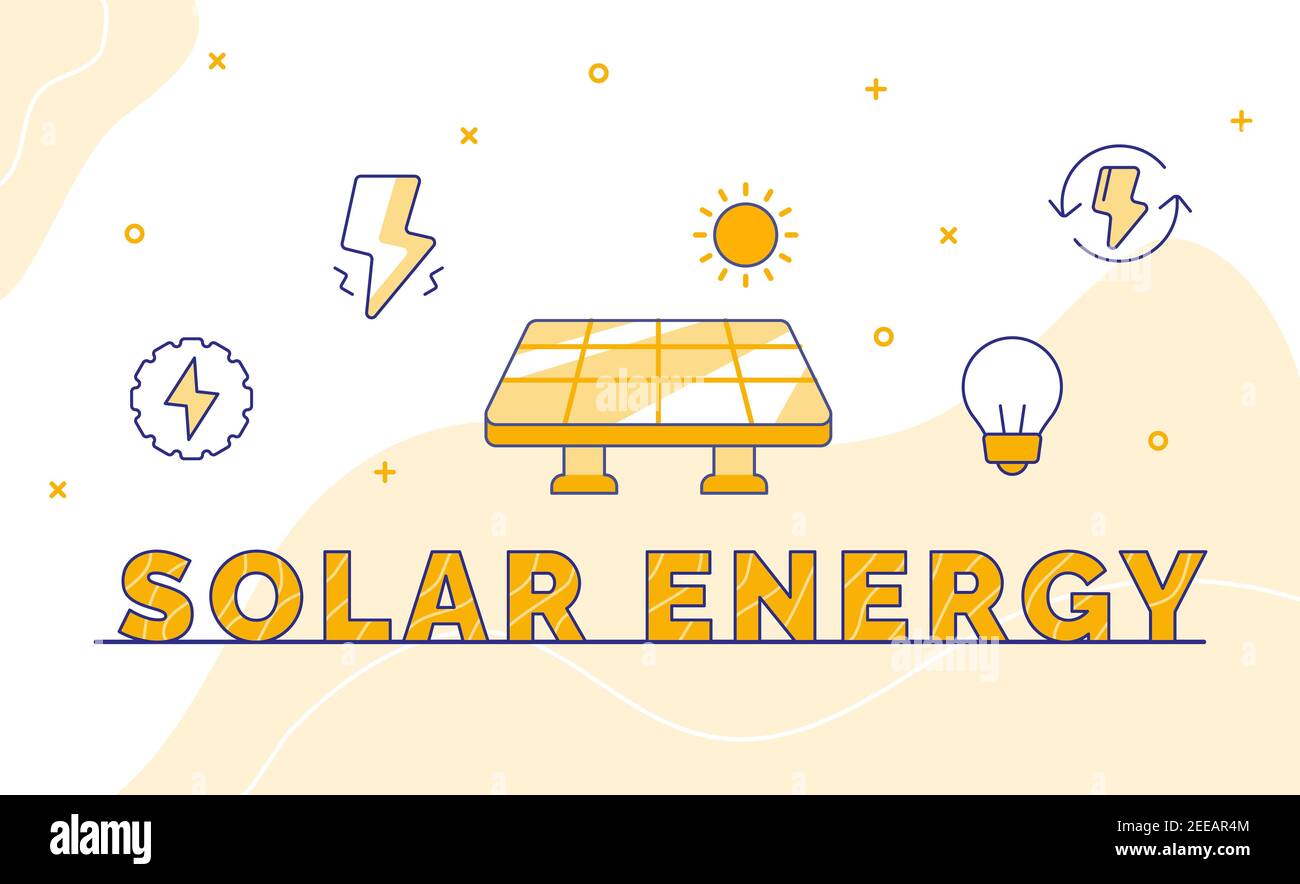 solar energy typography calligraphy word art with outline style vector design illustration Stock ...