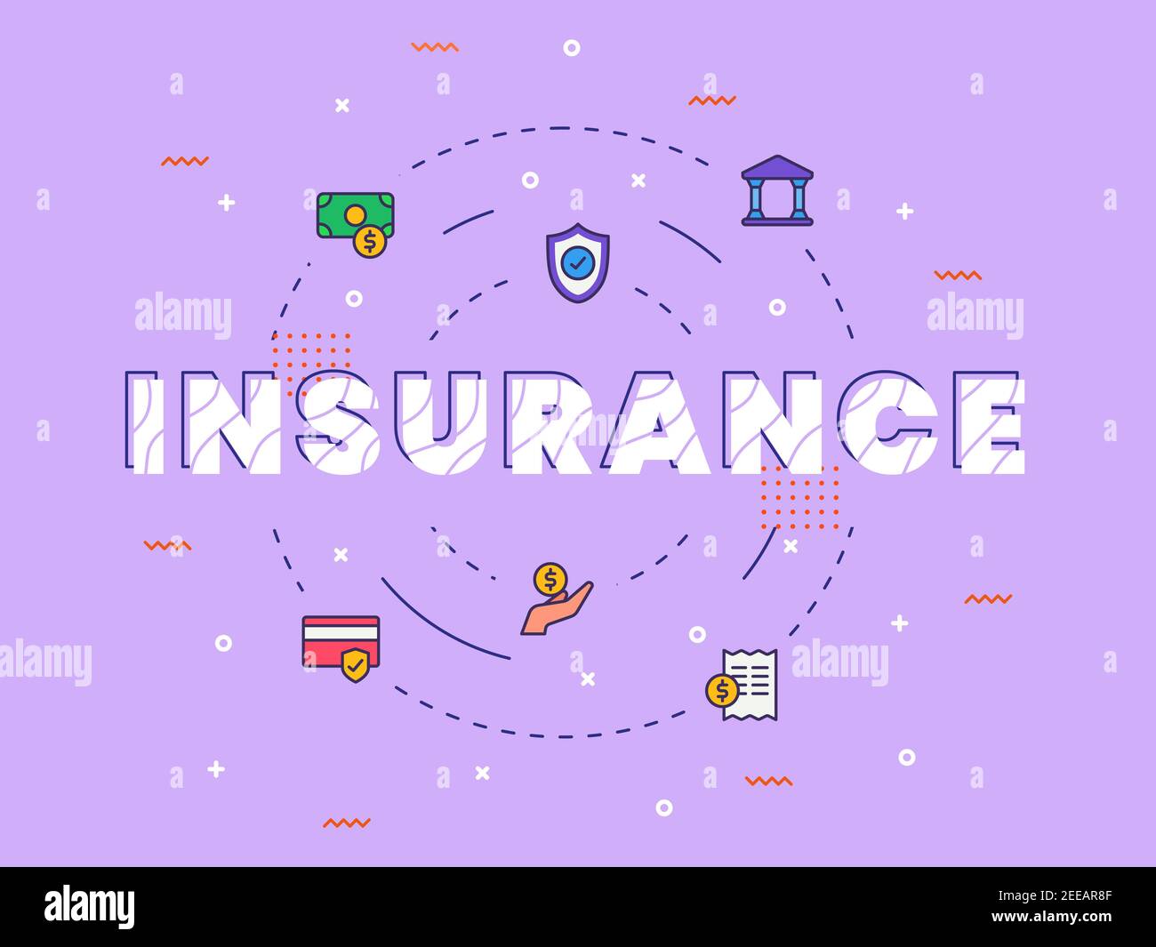 insurance typography calligraphy word art with filled color style ...
