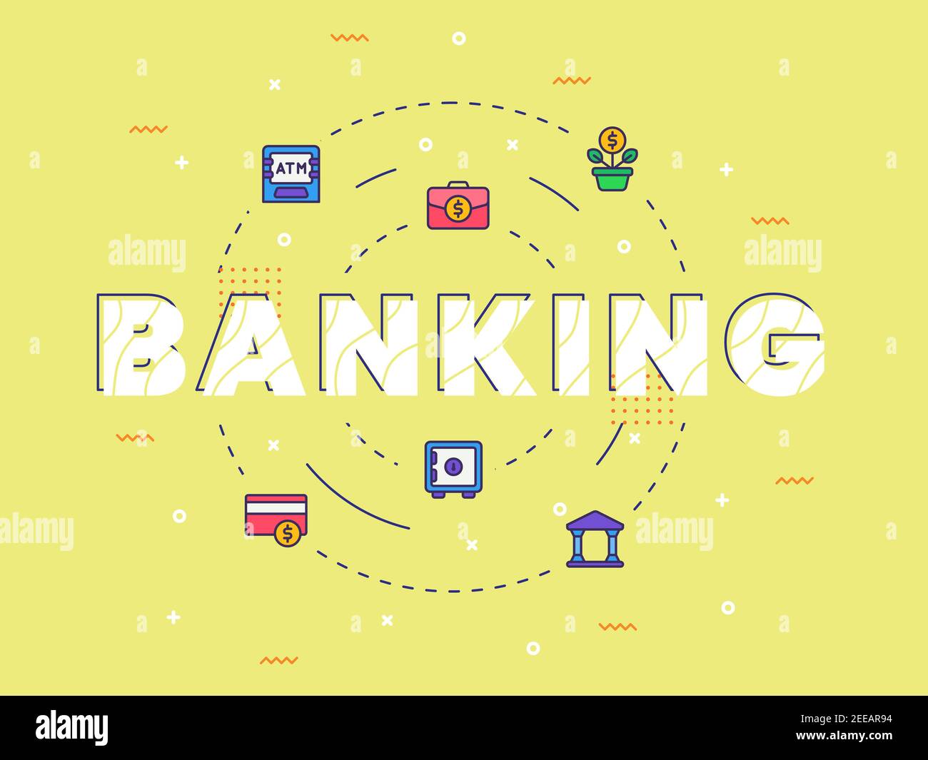 banking typography calligraphy word art with filled color style vector ...
