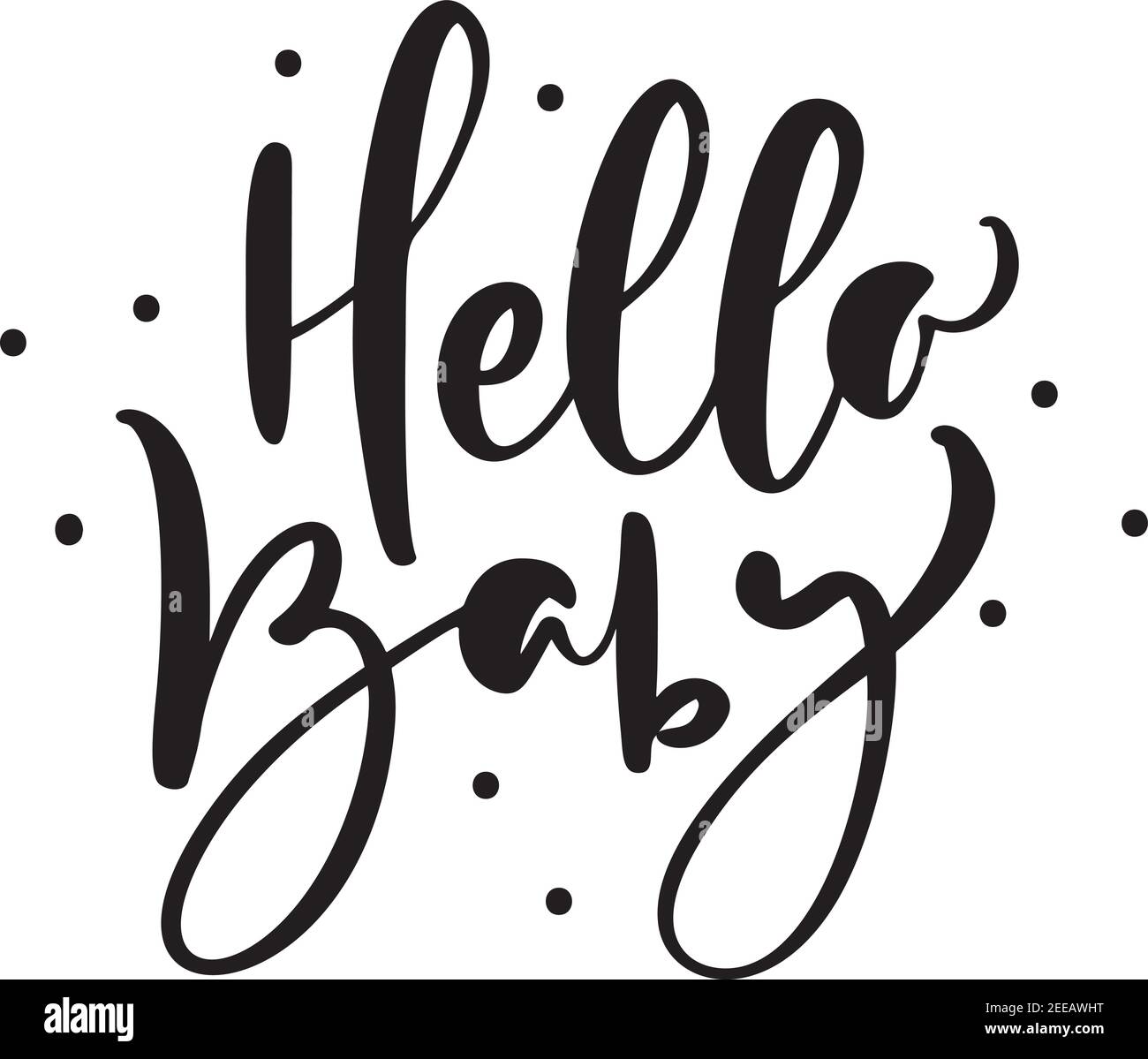Hello Baby vector handwritten calligraphy lettering text. Kids hand ...