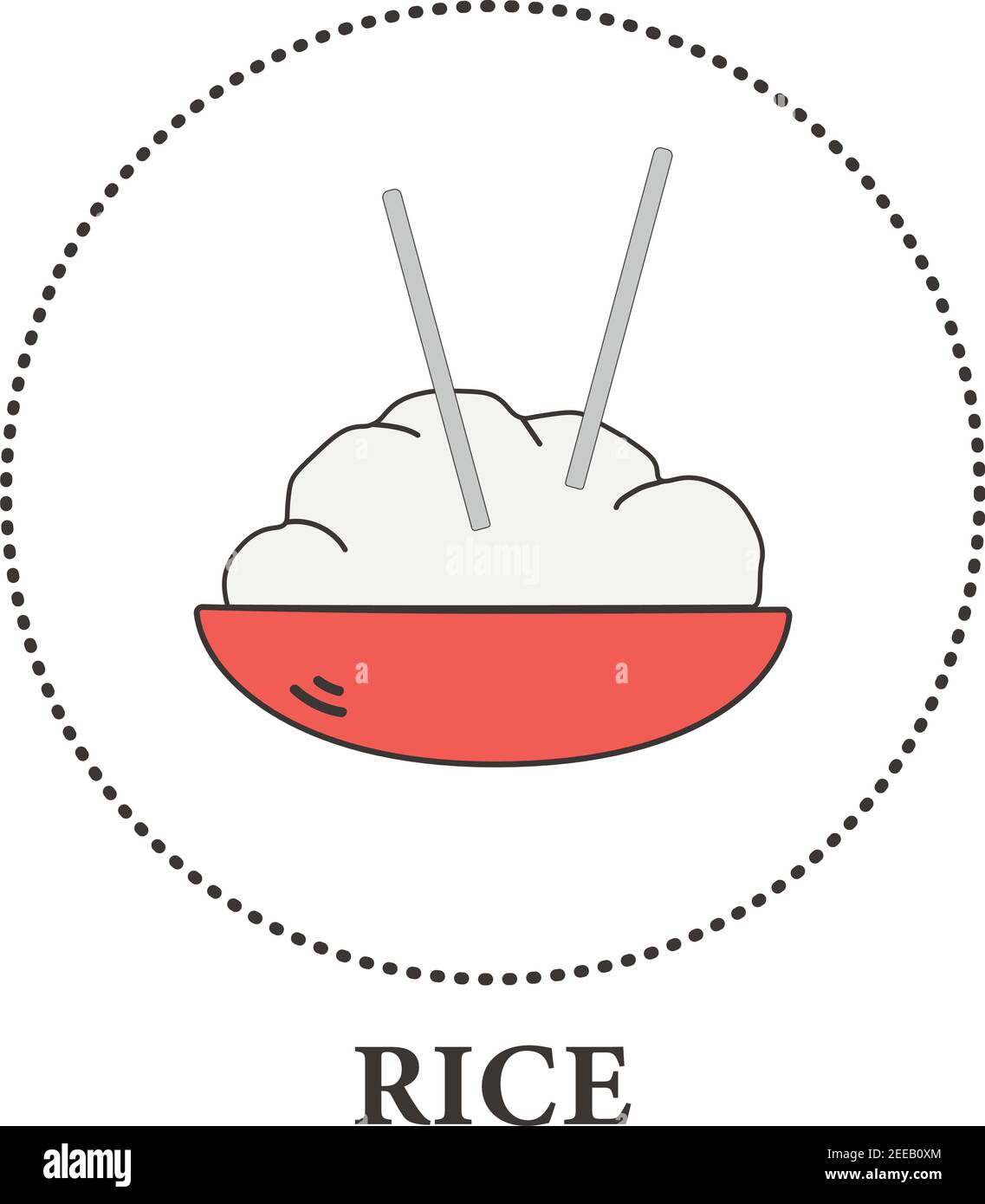 A large plate of rice. Eco food on white background - Vector ...