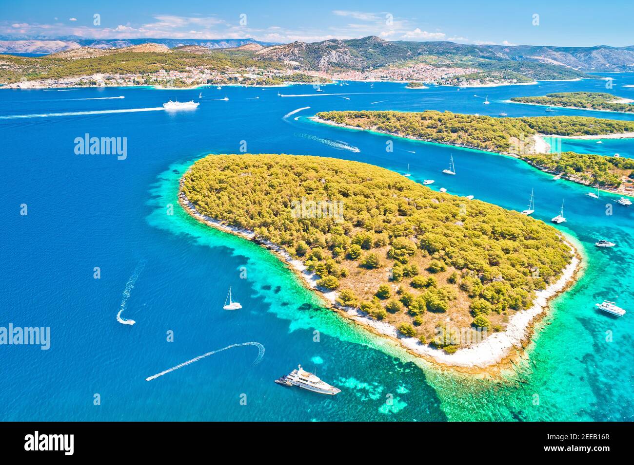 Pakleni otoci sailing destination archipelago aerial view, Hvar island ...