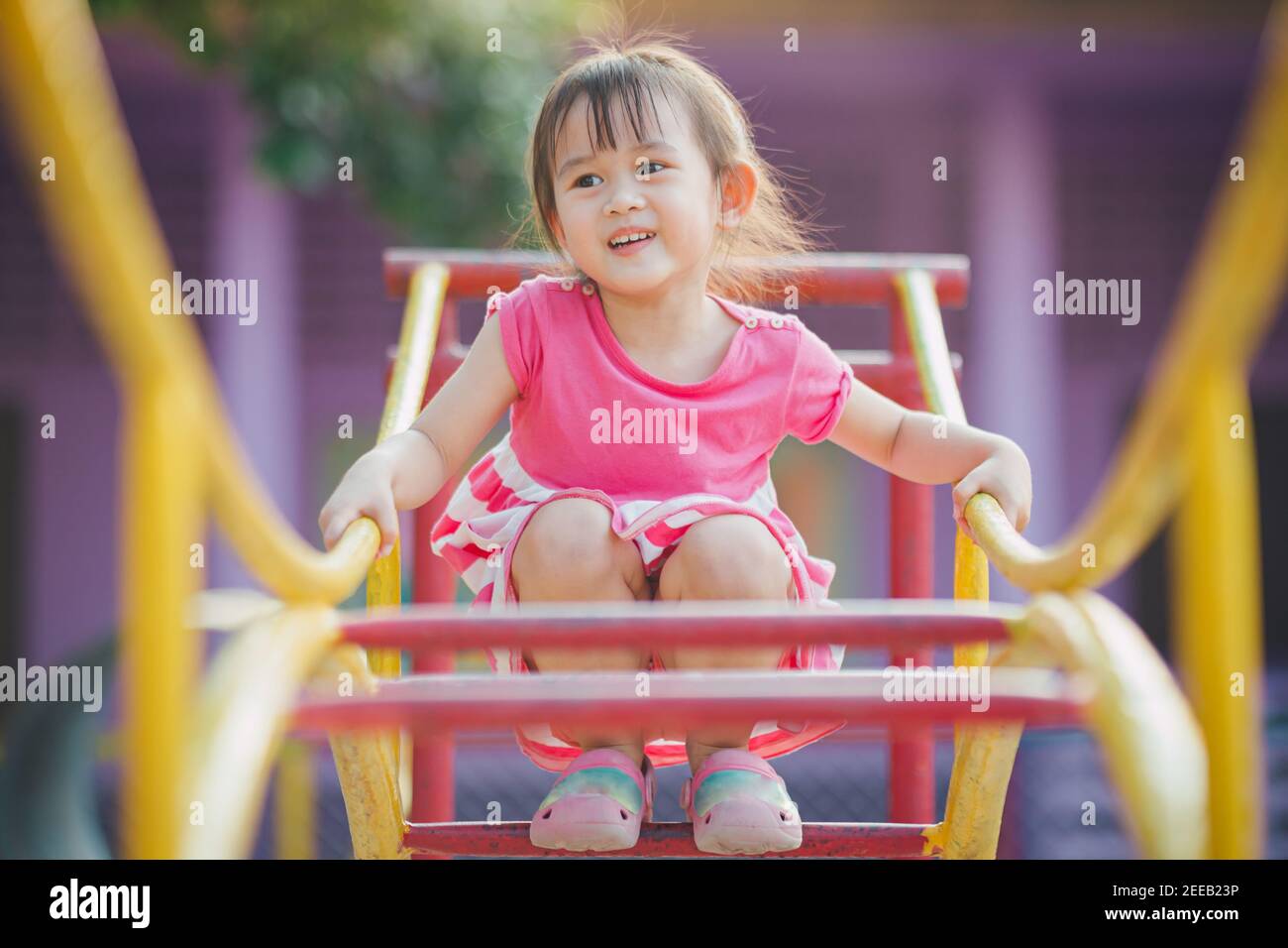 School kids play and learn in the playgound. Physical activity like ...