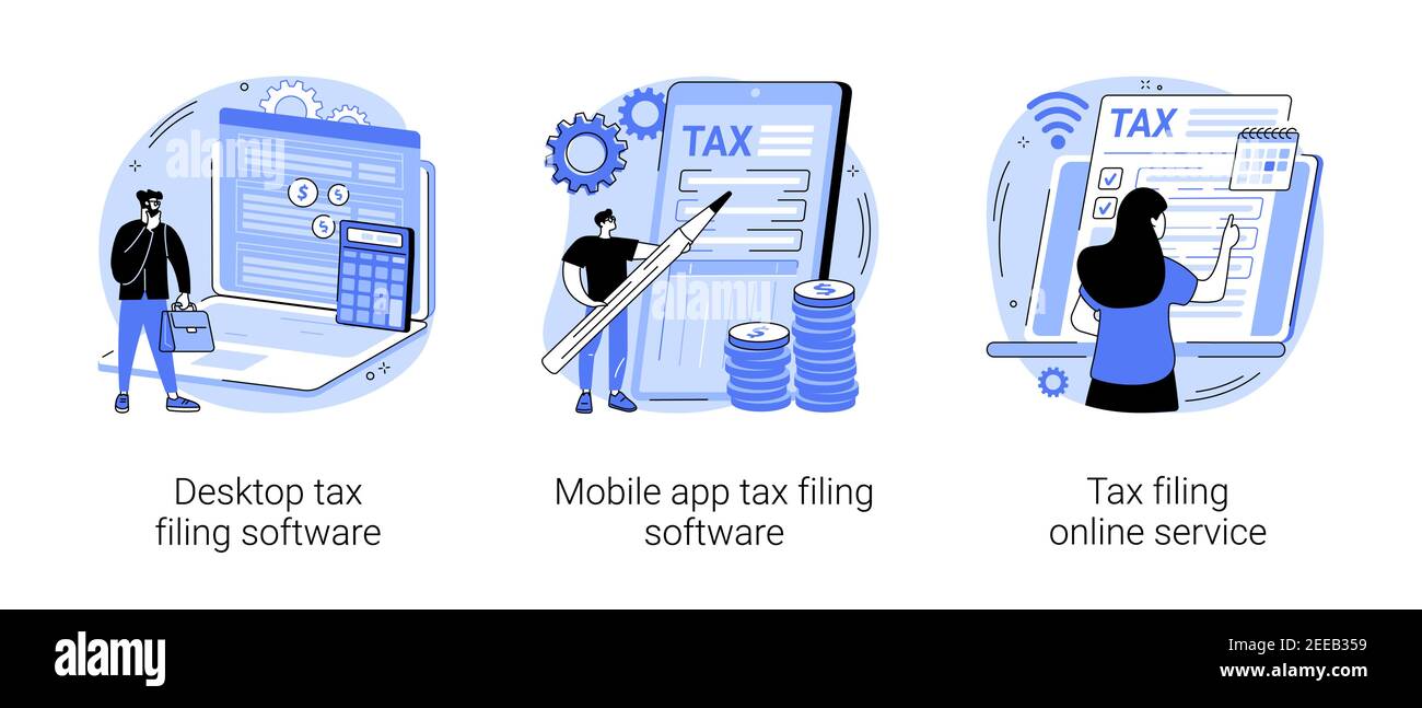 Tax software program abstract concept vector illustrations Stock Vector ...