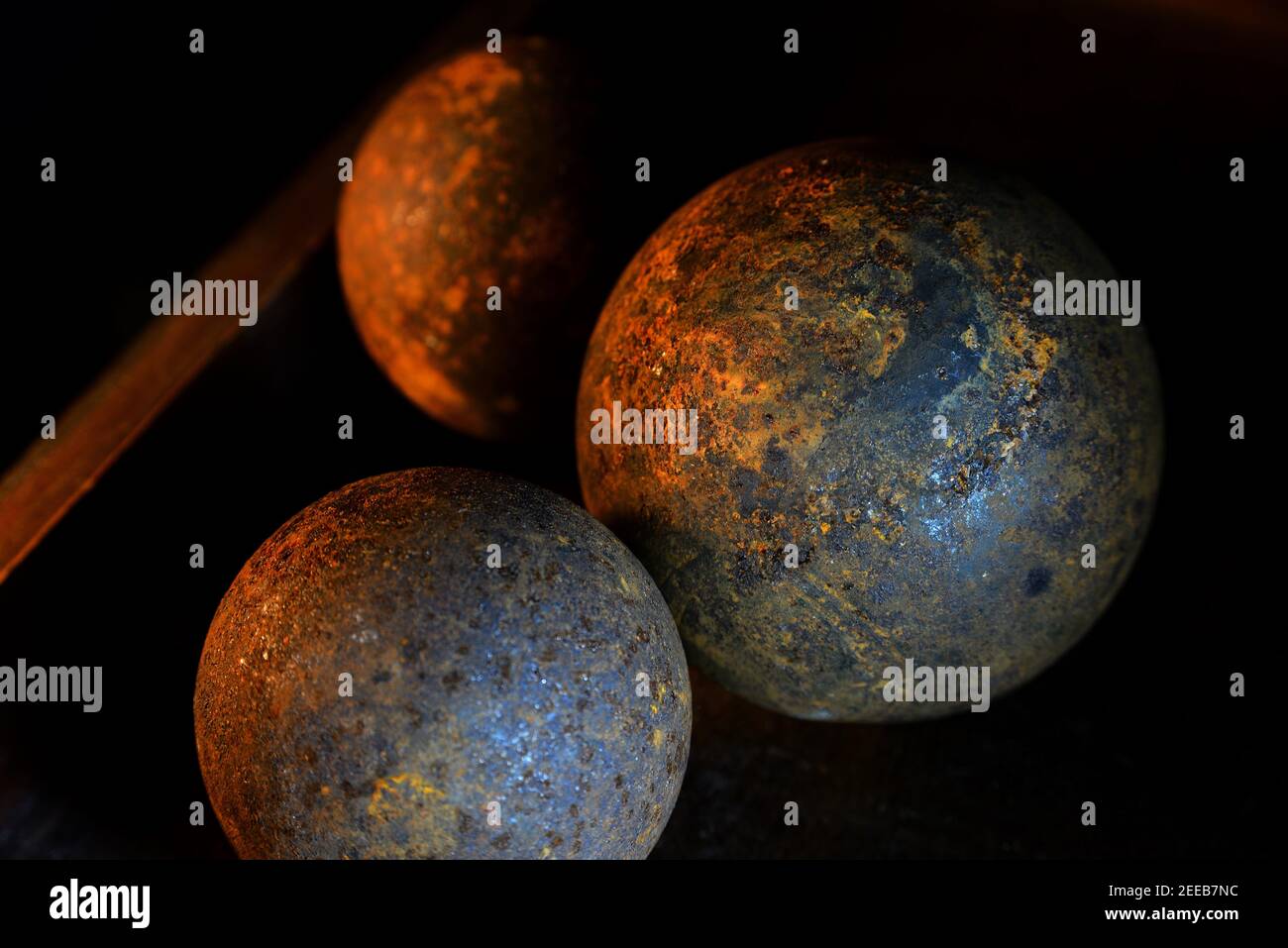 Rusty steel mill balls Stock Photo - Alamy