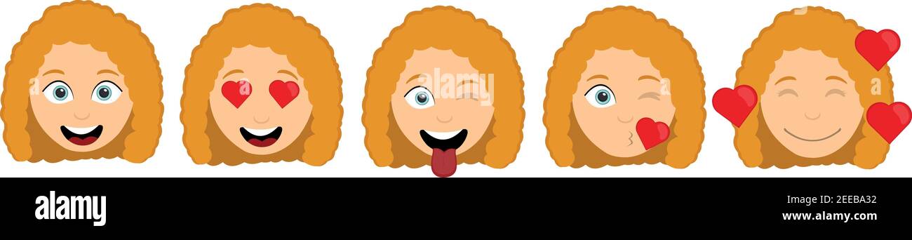 Vector illustration of expressions and emotions of happiness and love ...