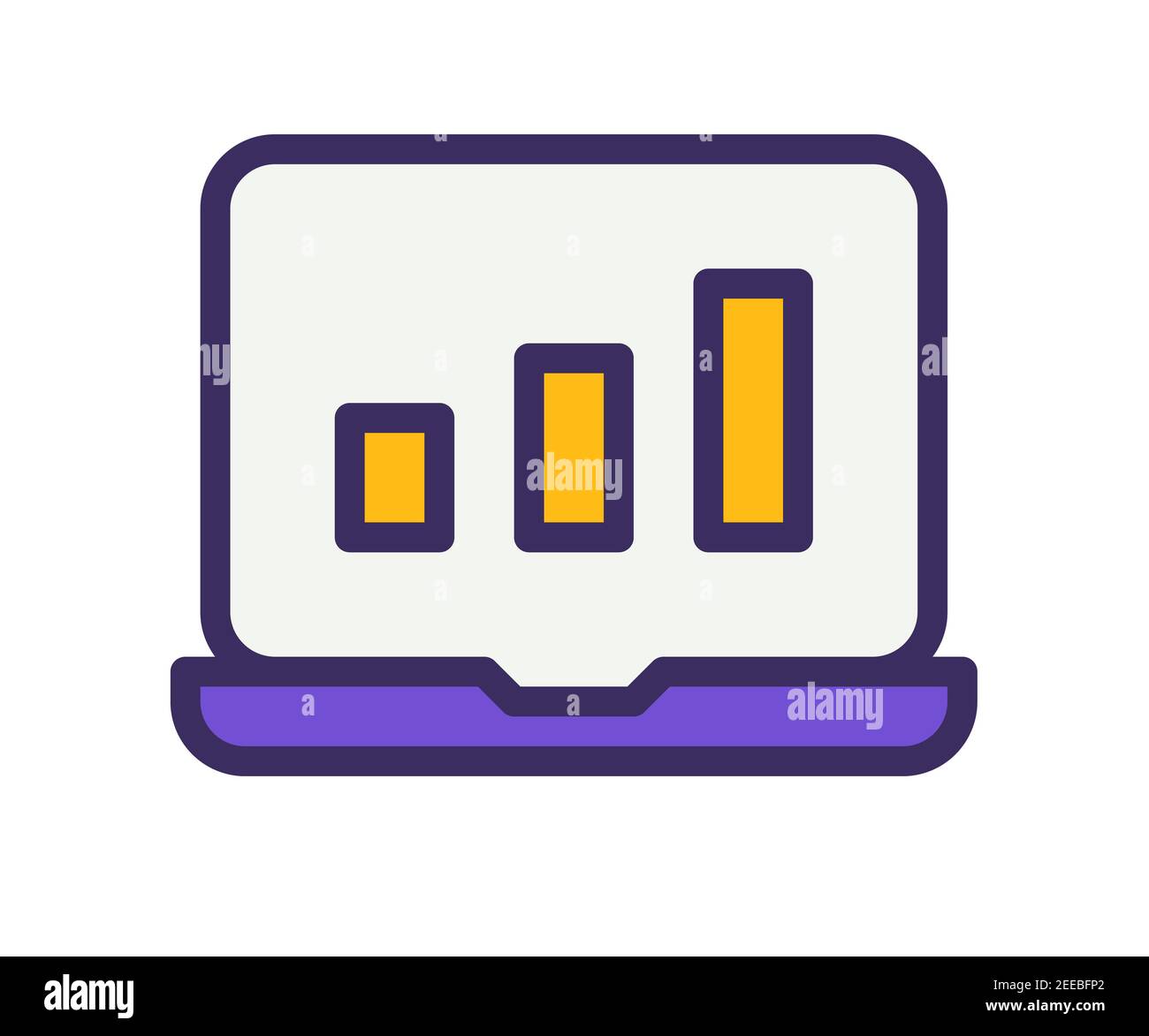 laptop graphic chart single isolated icon with filled line style vector ...
