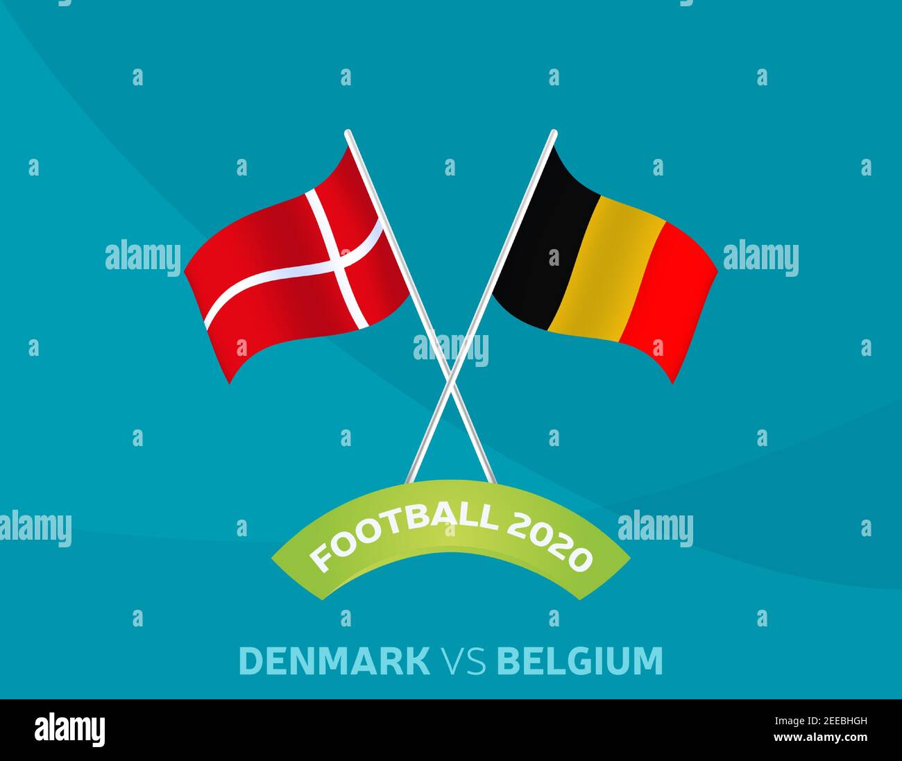 Denmark vs Belgium match. Football 2020 championship match versus teams ...