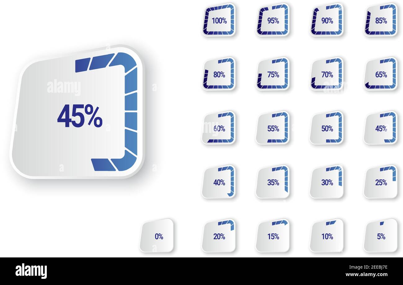 Set of percentage diagrams, indicator bar from 0 to 100, for web design, . Modern infographic ...