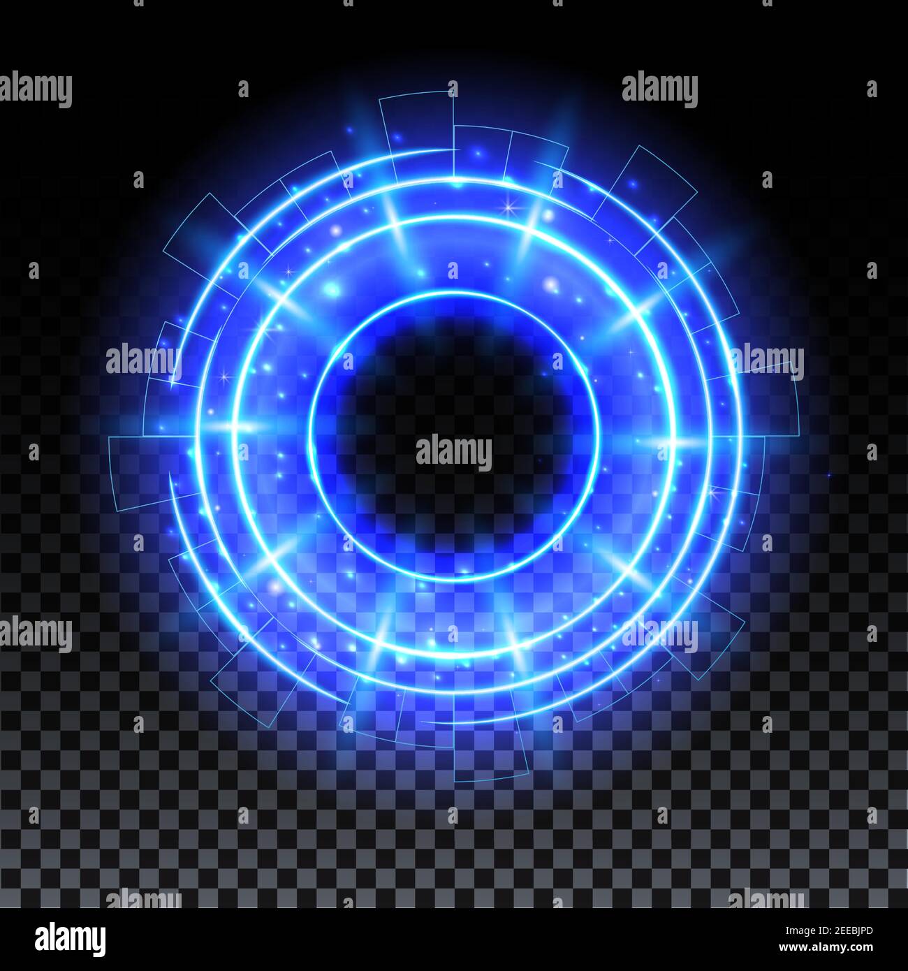 Blue hologram portal. Magic fantasy portal. Magic circle with halo ...