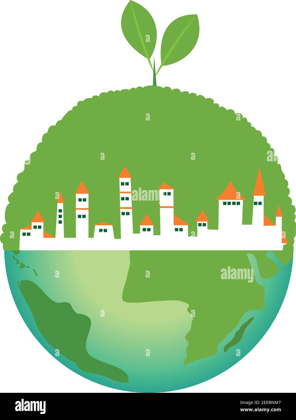 Green World , Save Nature Concept Illustration Vector isolated in white ...