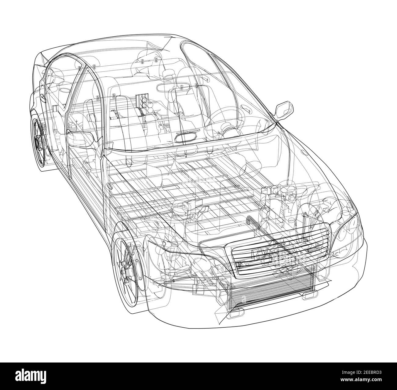 Electric Car With Chassis. Vector rendering of 3d Stock Vector Image ...