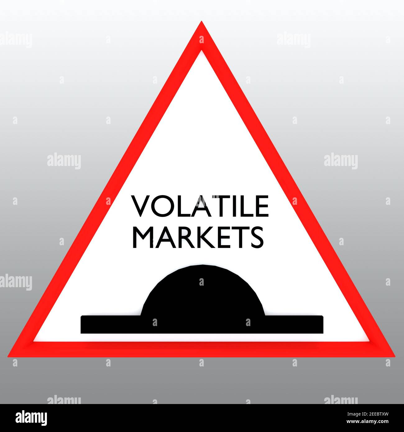 3D illustration of VOLATILE MARKETS script on road sign, isolated over ...