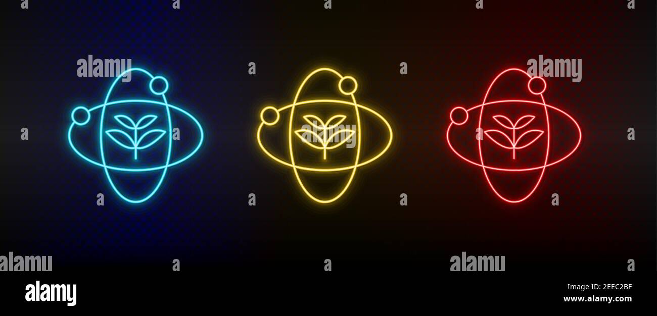 Neon sign atom icon hi-res stock photography and images - Alamy