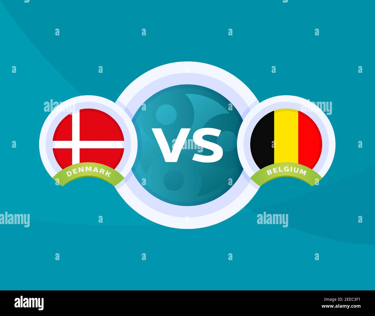 Denmark vs Belgium match. Football 2020 championship match versus teams ...