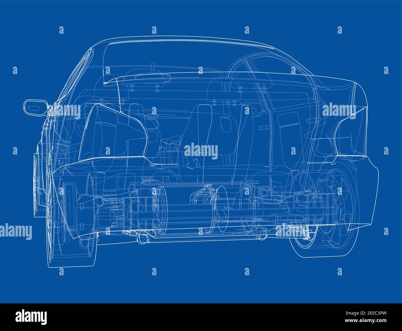 Electric Car With Chassis. Vector rendering of 3d Stock Vector Image ...