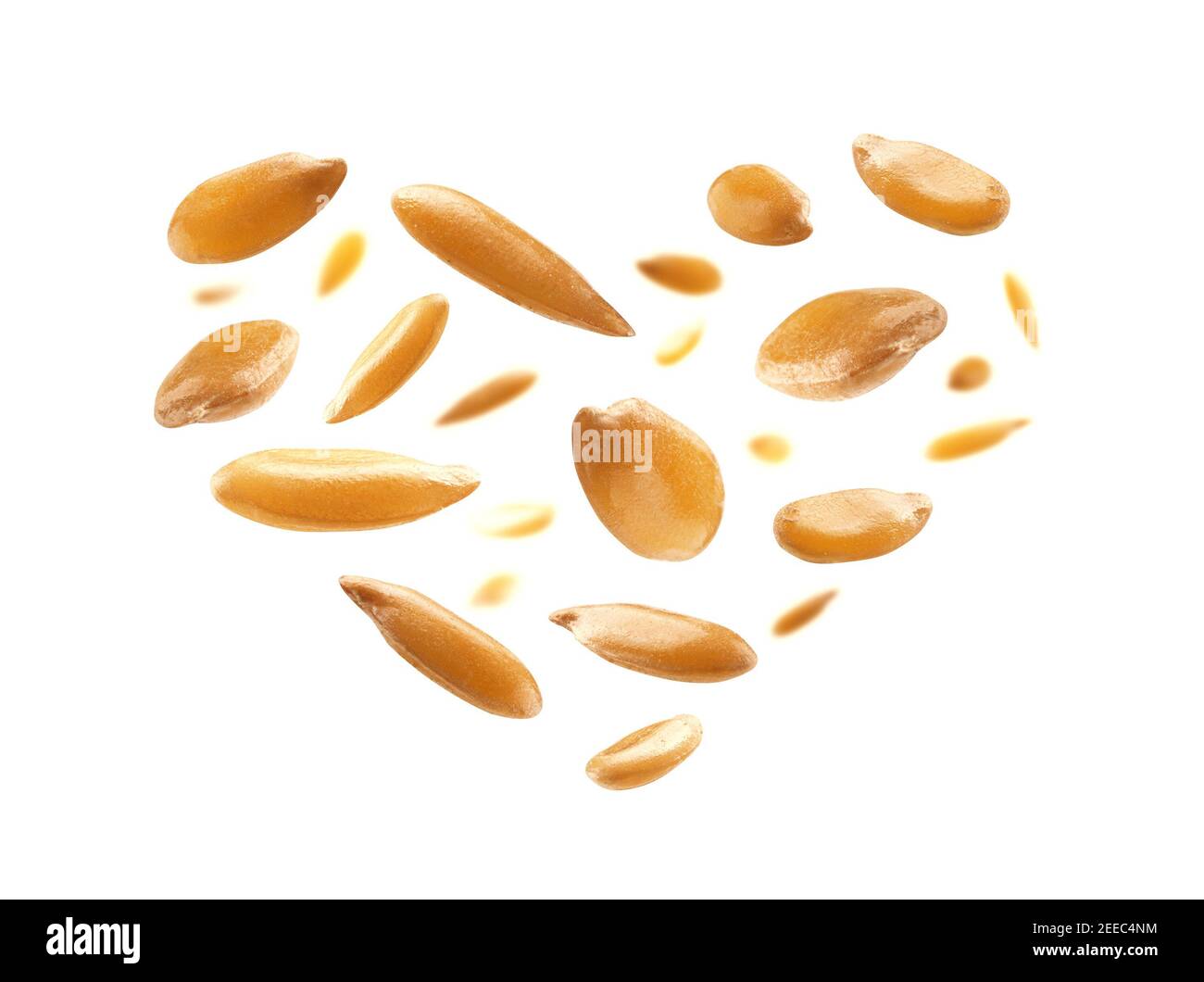 Flax seeds are in the shape of a heart on a white background Stock Photo - Alamy