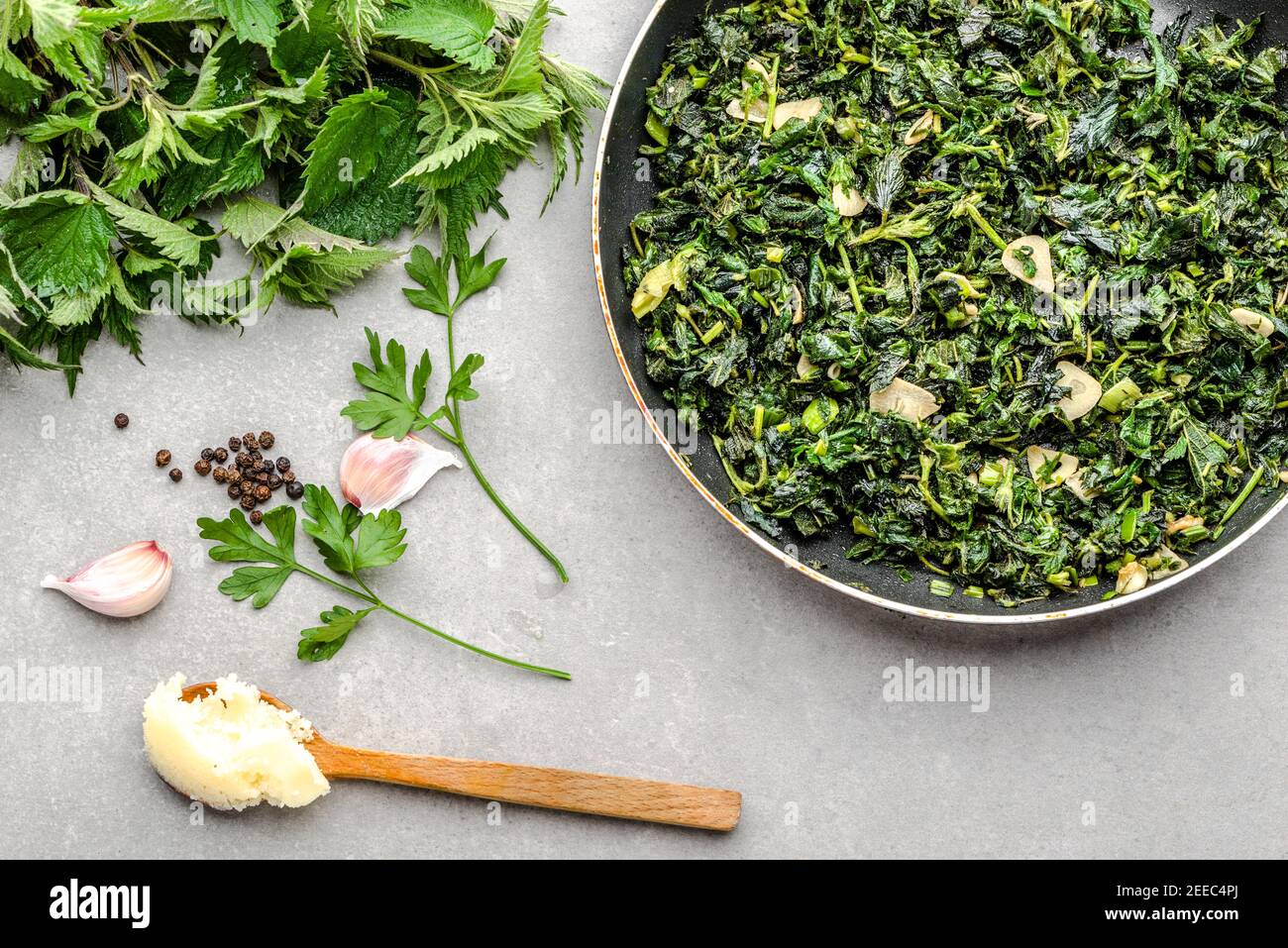 Nettles with garlic hi-res stock photography and images - Alamy