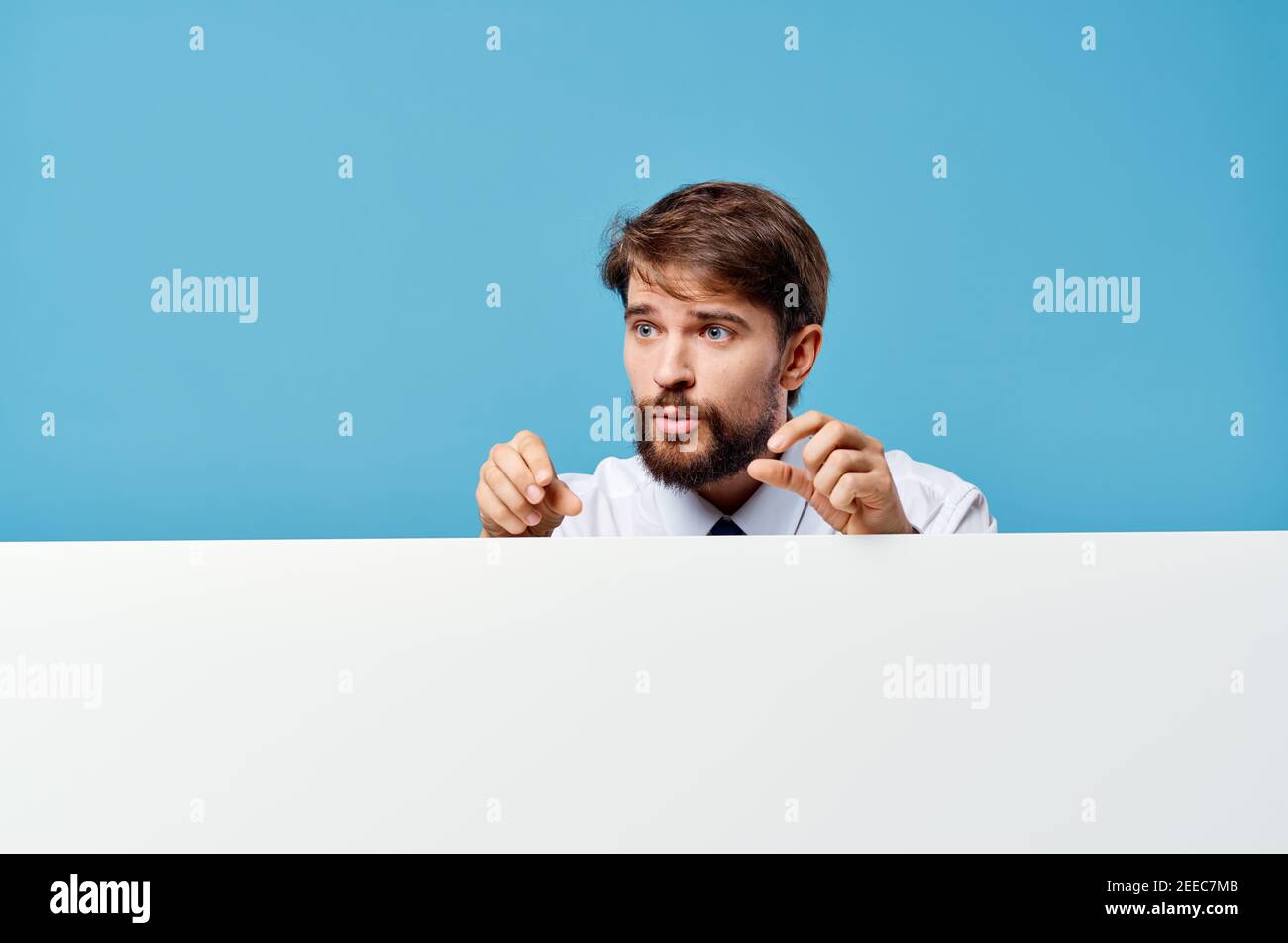 man in shirt with tie mocap poster presentation advertising blue ...