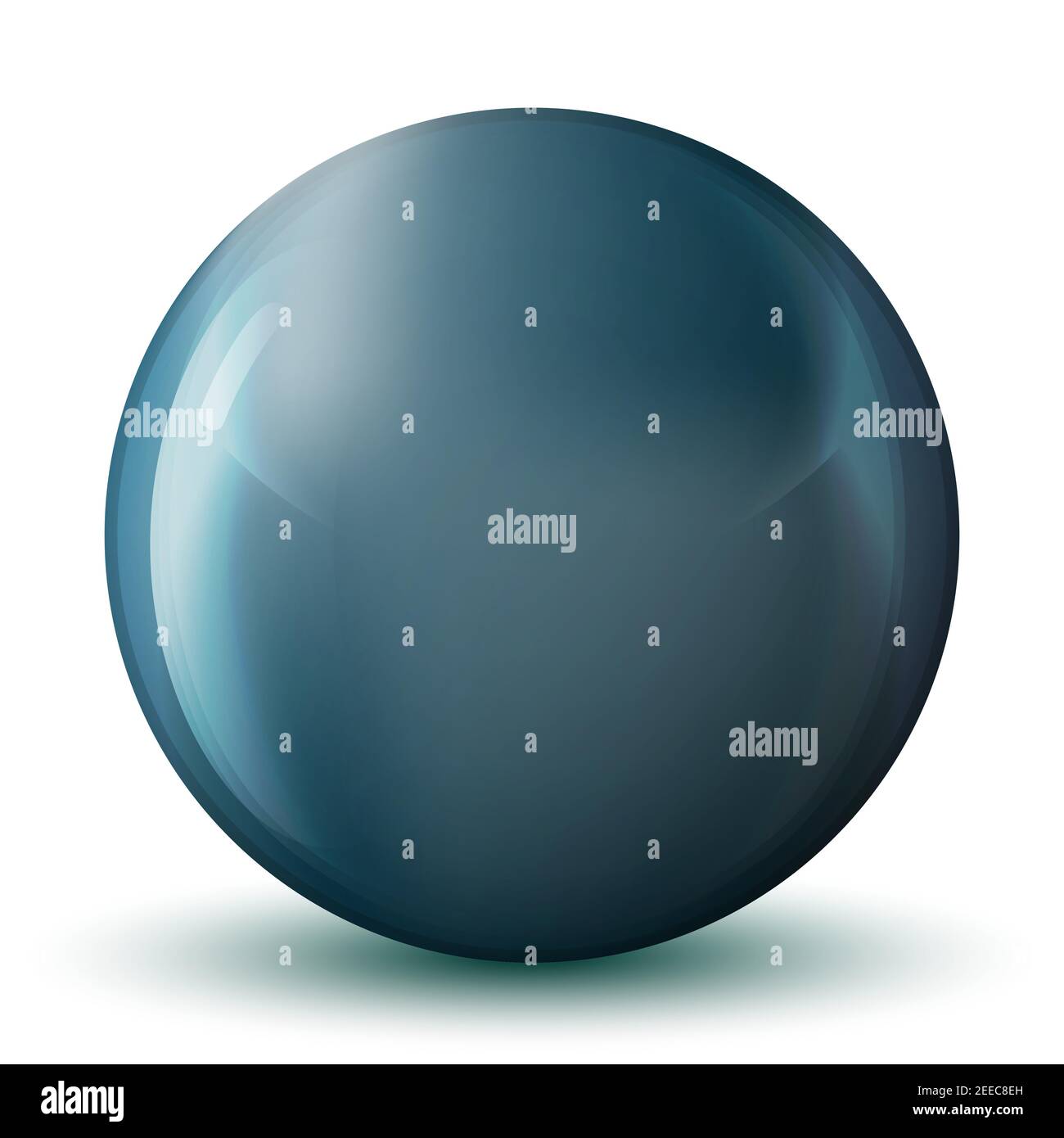 Glass blue ball or precious pearl. Glossy realistic ball, 3D abstract ...