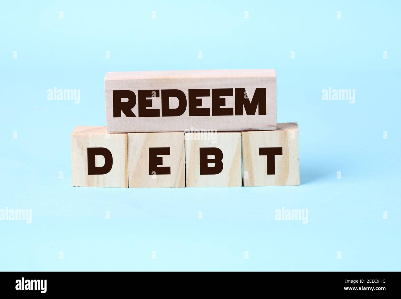 REDEEM debt words written on wooden cubes Business concept Stock Photo ...