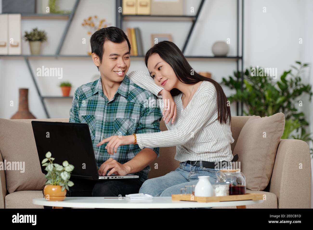 Asking boyfriend to buy present Stock Photo - Alamy