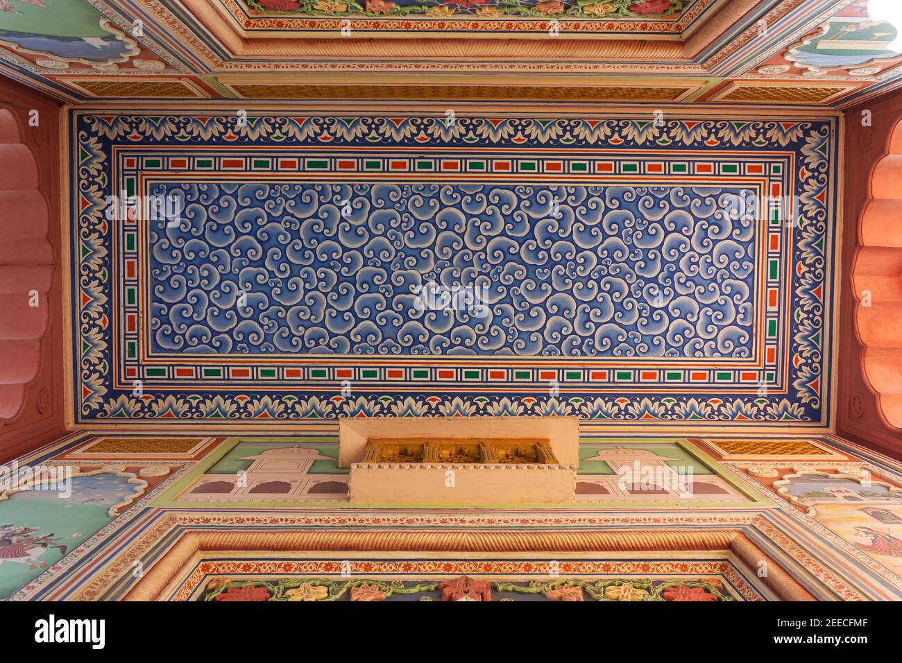 Inside ceiling painting of patrika gate, Jaipur, rajasthan, india Stock ...
