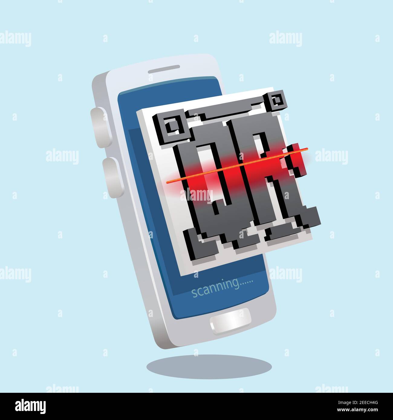Smartphone Scanning Qr Code on smartphone 3d, three dimentional toy ...