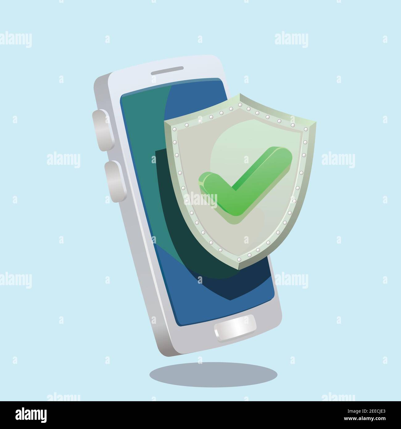 Shield Check Mark , defender protection smartphone 3d like vector ...