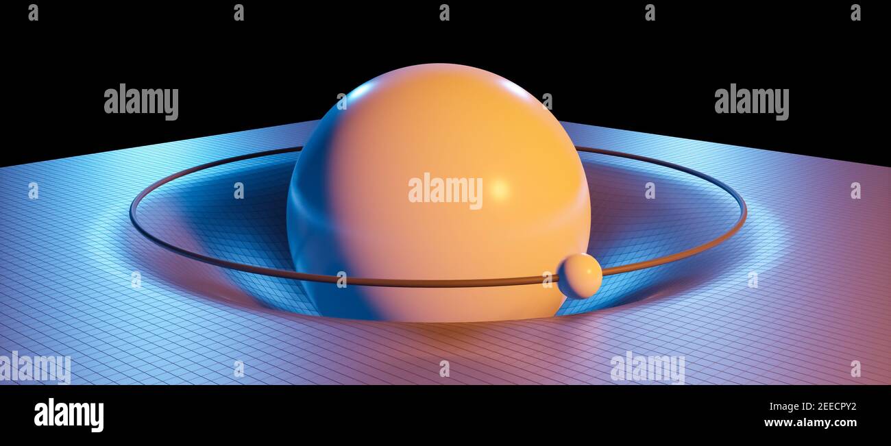 3D visualization of gravity distorsion, physical objects in orbit ...
