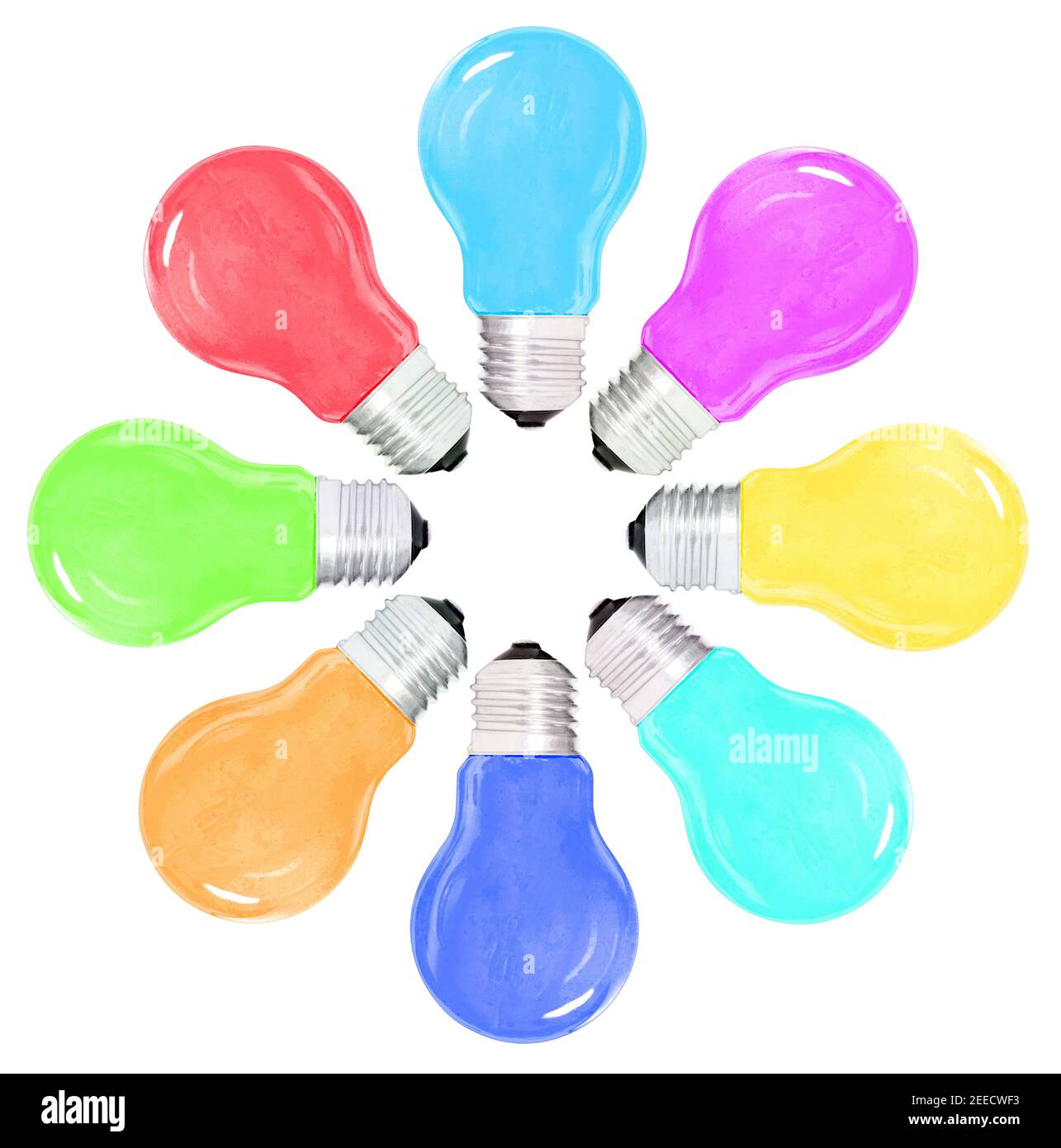 Simple lightbulbs isolated on a white background, set of 8 Stock Photo ...