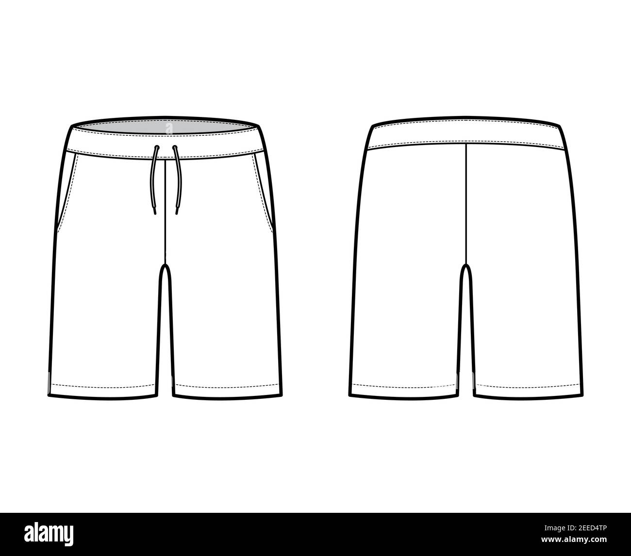 Short preppy pants technical fashion illustration with mid-thigh ...
