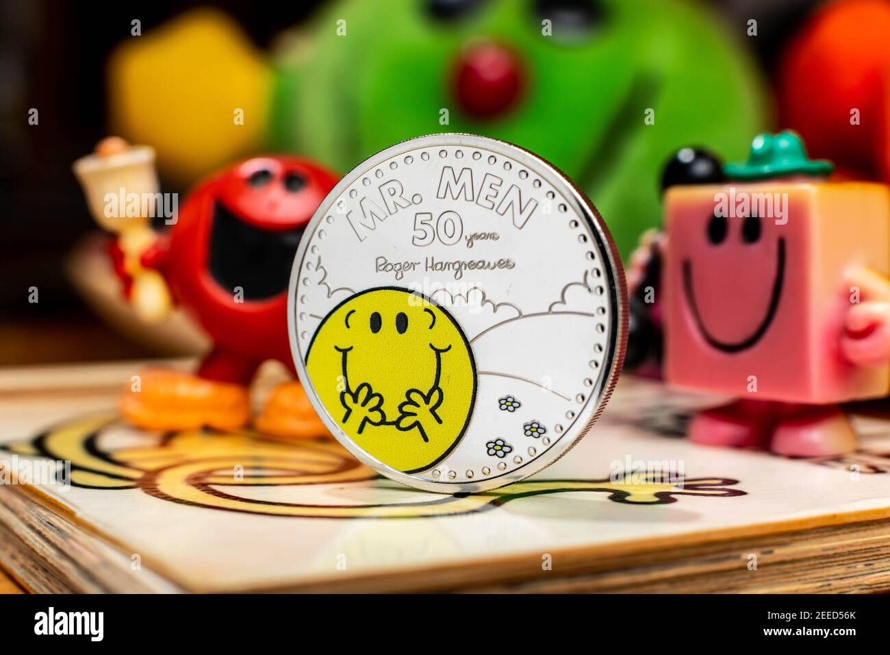 EDITORIAL USE ONLY The Royal Mint unveils a new £5 Mr Happy coin, which ...