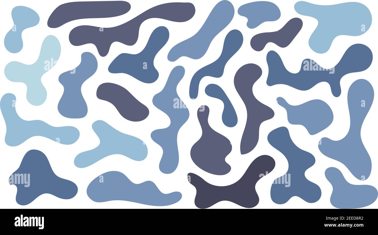 Blue irregular blob, set of abstract organic shapes. Abstract irregular random blobs. Simple ...
