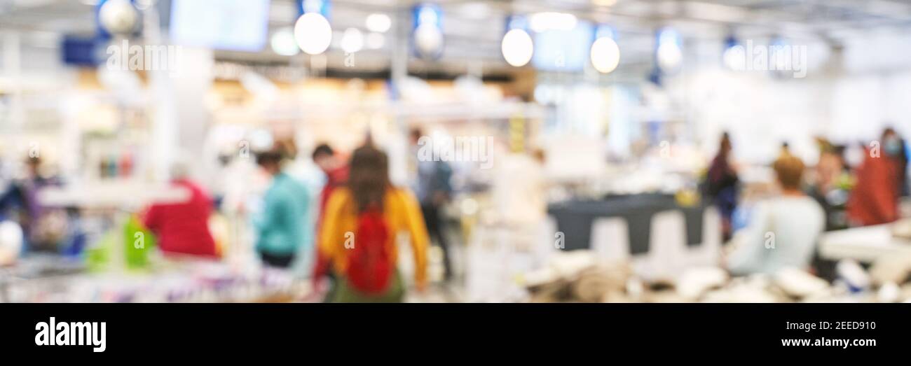 People line in supermarket. Bank queue checkout. Office lobby crowd ...