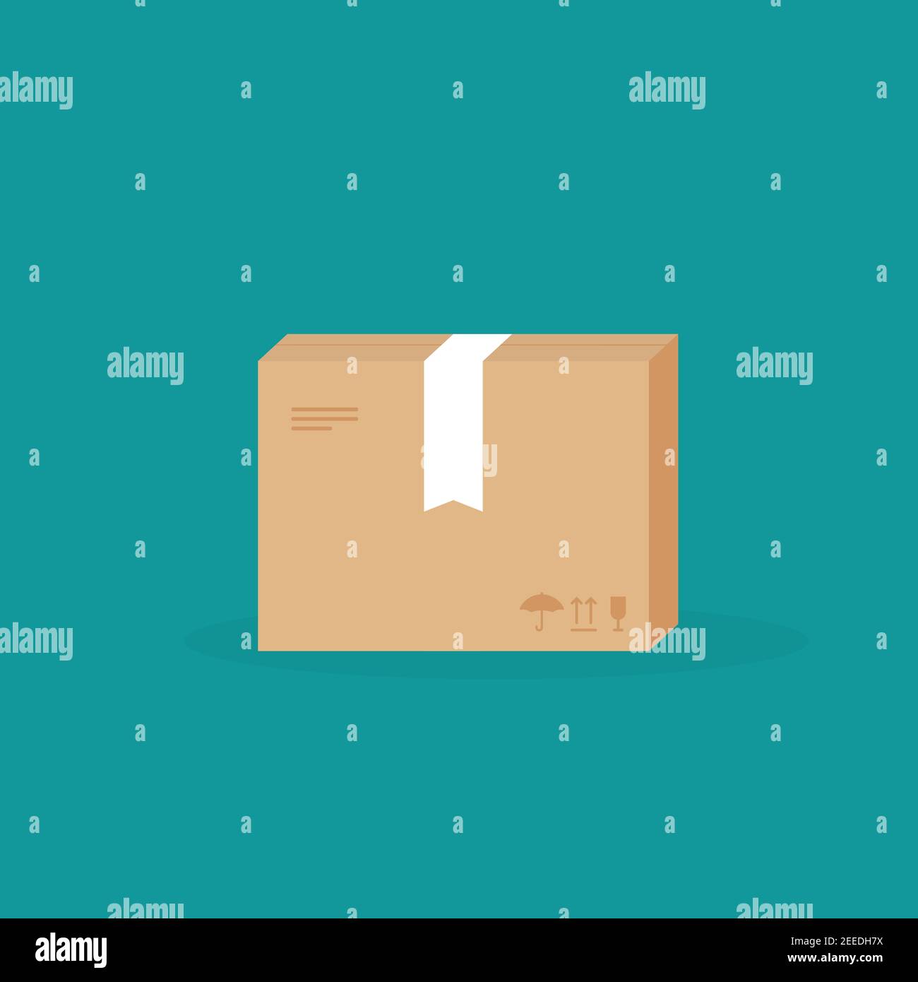 Parcel icon isolated on blue. Delivery box, package service ...